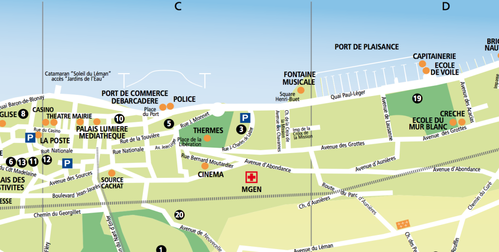 plan d'Evian avec la rue Jean Charles de Laizer derrière les nouveaux ...